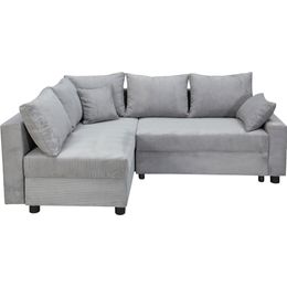Ecksofa Collection AB "Parma L-Form", grau (hellgrau), B:224cm H:42cm T:161cm, 100%Polyester, Sofas, Ecksofa, mit Schlaffunktion und Bettkasten, inklusive Kissen, Bonellfederkern