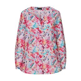 GOLDNER Damen Kurzarmbluse "Druckbluse mit floralem Design", bunt, Gr. 54, Obermaterial: 100% Baumwolle CO., Blusen, seitliche Schlitze