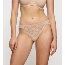 Tai-Slip Triumph "Amourette", Damen, Gr. 36, beige (natur), Spitze, Obermaterial: 77% Polyamid, 23% Elasthan. Spitze: 86% Polyamid, 14% Elasthan, unifarben, k&ouml;rpernah, Unterhosen, Stretch-Spitze, hoher Beinausschnitt