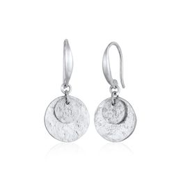 Paar Ohrh&auml;nger Elli "Ohrringe H&auml;nger Pl&auml;ttchen Kreis Rund Matt Trend 925 Silber" Gr. 25, silber, Ohrringe, Damen, 25, ohne Stein, Silber 925 (Sterlingsilber), Paar Ohrh&auml;nger