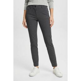 Stoffhose MAC "SLIM", Damen, Gr. 44, L&auml;nge 32, silber shadow melange, Jersey, Obermaterial: 63% Viskose, 33% Polyamid, 4% Elasthan, meliert, slim fit kn&ouml;chellang, Hosen Stoffhose, Sommerhose im Five-Pocket Style