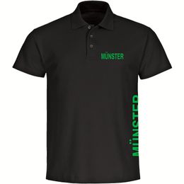 multifanshop Poloshirt - M&uuml;nster - Brust & Seite - Druck gr&uuml;n - Polo