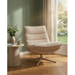 Sessel OTTO HOME "AVAA, Loungesessel im softem Cord-Bezug", creme, B:75cm H:87cm T:86cm, Sessel, Sessel, 360 Grad drehbar, Relax- und TV-Sessel