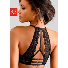 Lascana Damen Push-up-BH "Sienna", Gr. 85, schwarz, Spitze, Obermaterial: 60% Polyamid, 35% Polyester, 5% Elasthan, BHs, mit dekorativem