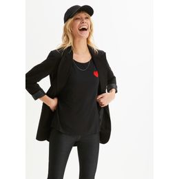 bonprix Damen Vokuhila-Shirt "Vokuhila-Shirt aus flie&szlig;endem Viskosemix", schwarz, Gr. 36, Obermaterial: 95% Viskose, 5% Elasthan, Shirts, lockere