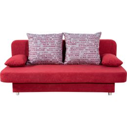 Schlafsofa Collection AB "Ulla inkl. Bettfunktion und Bettkasten", rot (bordeaux), B:186cm H:94cm T:85cm, 100%Polyester, Sofas, Schlafsofa, inkl. Wender&uuml;ckenkissen,Armlehnekissen