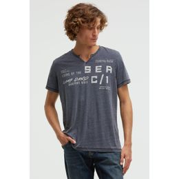Rundhalsshirt CAMP DAVID, Jungen, Gr. 4XL, blau, Single Jersey, Material: Grundmaterial: 100% Polyester, Ausbrenner: 100% Baumwolle, bedruckt, regular fit normal, Rundhals, eingesetzt gerader Abschluss, Shirts Rundhalsshirt, mit Baumwolle