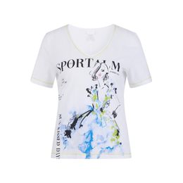 T-Shirt Sportalm KITZB&Uuml;HEL, Damen, Gr. 36, wei&szlig;, Single Jersey, Obermaterial: 100% Baumwolle, unifarben, regular fit taillenbedeckt, V-Ausschnitt, eingesetzt abgesteppte Kante, Shirts T-Shirt, Regular fit mit V-Ausschnitt