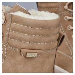 Rieker Damen Winterstiefelette, Gr. 40, beige, Nubuklederimitat, unifarben, Schuhe, Plateauboots, Winterboots, Stiefelette mit RiekerTEX-Membran