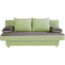 Schlafsofa Collection AB "Ulla inkl. Bettfunktion und Bettkasten", gr&uuml;n (gr&uuml;n, grau), B:186cm H:94cm T:85cm, Primabelle-Microfaser (100% Polyester)/Struktur (100% Polyester);Zierkissen: Primabelle-Microfaser (100% Polyester)/Struktur (100% Polyester), Sofas, Schlafsofa, inkl. Wender&uuml;ckenkissen,Armlehnekissen