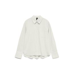 V&eacute;ro Moda VERO MODA Damen Langarmbluse "VMCAIA LS SHIRT WVN NOOS"snow wei&szlig;, Gr. S, unifarben, Web, Obermaterial: 90% Baumwolle, 10% Leinen, Blusen,