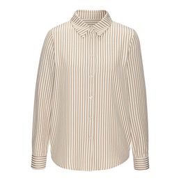 Vivance Damen Hemdbluse, beige, Gr. 40, gestreift, Web, Obermaterial: 52% Viskose, 48% Polyester, Blusen, aus b&uuml;gelfreier Strukturware, Damenbluse