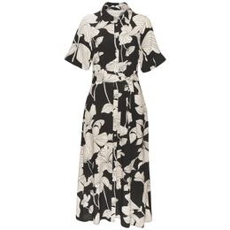 Vivance Damen Hemdblusenkleid, schwarz-sand bedruckt, Gr&ouml;&szlig;e 34