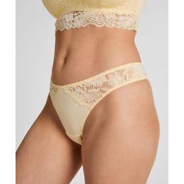 Hunkem&ouml;ller HUNKEM&Ouml;LLER Damen String "String Andrea", Gr. XLgelb, 87% Polyamid, 13% Elasthan, Unterhosen
