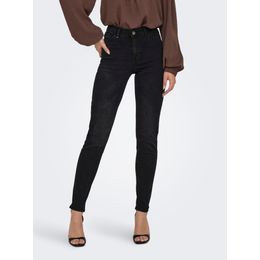 Jacqueline de Yong Skinny-fit-Jeans JDY "JDYFINA MW SKINNY ANKLE JNS BLK DNM NOOS", Damen, Gr. L (40), L&auml;nge 32, schwarz (schwarz denim), Denim/Jeans, Obermaterial: 98% Baumwolle, 2% Elasthan, unifarben, skinny fit, Jeans Skinny-fit-Jeans
