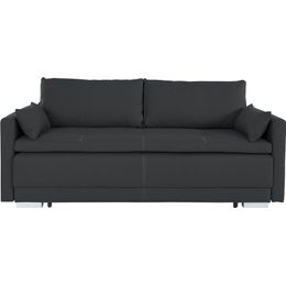 Schlafsofa OTTO HOME "Berlin", grau (anthrazit), B:218cm H:97cm T:96cm, Microfaser PRIMABELLE (100% Polyester);Struktur fein (100% Polyester);Samtoptik (100% Polyester), Sofas, Schlafsofa, mit Boxspringaufbau, Bettfunktion & Bettkasten, Dauerschlafsofa