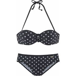 Lascana Damen B&uuml;gel-Bandeau-Bikini, schwarz-wei&szlig;, Gr&ouml;&szlig;e 38D