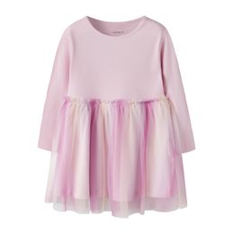 name it M&auml;dchen Minikleid "NMFDOTIANA LS DRESS", rosa, Gr. 122, unifarben, Jersey, Obermaterial: 63% Baumwolle, 34% Polyester, 3% Elasthan, Kleider,