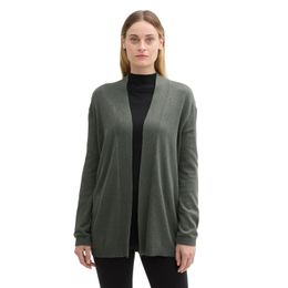 Cardigan Tom Tailor, Damen, Gr. L (40), gr&uuml;n (pale bark gr&uuml;n melange), Strick, Obermaterial: 60% Baumwolle, 40% Viskose, meliert, regular fit, Rippstrickb&uuml;ndchen, Strickjacken Cardigan, mit Schalkragen