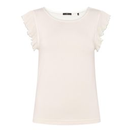 Zero Damen Kurzarmshirt "Damen R&uuml;schen mit Perlen", wei&szlig;, Gr. 40, unifarben, Jersey, Obermaterial: 98% Viskose, 2% Elasthan, Shirts, Perlen