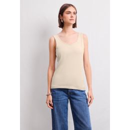 Damen Tr&auml;gertop, beige, Gr. 46, STREET ONE STUDIO, unifarben, Web, 95% Baumwolle, 5% Elasthan, Tops, im soften Baumwoll-Mix