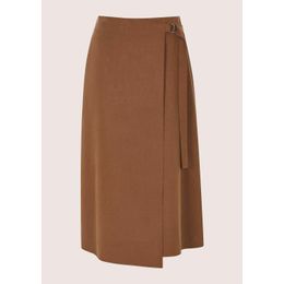 Madeleine Mode MADELEINE Damen Midirock "Midirock Stilvoller Wickelrock mit Bindeband", braun, Modern, Gr. 34, Obermaterial: 54% Baumwolle CO. 46% Lyocell CLY.,