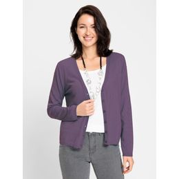 Strickjacke Inspirationen, Damen, Gr. 50, lila (feige), 50% Viskose, 25% Polyester, 25% Polyamid, unifarben, Strickjacken Strickjacke