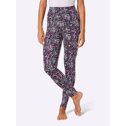 feel good Damen Leggings, Gr. 44, pink, 95% Baumwolle, 5% Elasthan, gemustert, mehrfarbig, unifarben, Hosen