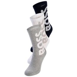 Socken BOSS "3P QS Rib Logo CC", Herren, Gr. 39-42, open miscellaneous 970, Baumwollmischung, Socken Socken, mit Logo