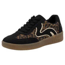 RIEKER SPORT Damen Plateausneaker, Gr. 37, schwarz, Nubuklederimitat, Schuhe, Freizeitschuh, Halbschuh, Schn&uuml;rschuh in veganer Verarbeitung