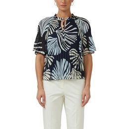 Damen Plisseeblusenavy aop, Gr. 48, s.Oliver BLACK LABEL, bedruckt, Web, Obermaterial: 100% Polyester, Blusen, mit Plissee, bedruckte Optik,