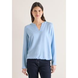 Langarmbluse Cecil, Damen, Gr. XL (44), light sky blau, Stoff, 100% Viskose, unifarben, klassisch normal, V-Ausschnitt, B&uuml;ndchen, Blusen, in Blusen-Optik