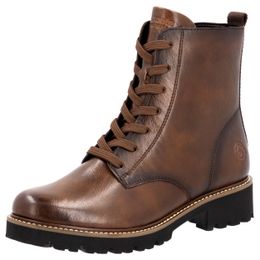 Remonte Damen Schn&uuml;rboots, Gr. 40, braun, Leder, Lederimitat, unifarben, Schuhe, Blockabsatz, Schn&uuml;rstiefelette im Used Look