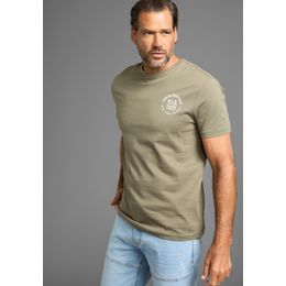 H.I.S. H.I.S Herren T-Shirt, gr&uuml;n, Gr. M, bedruckt, Single Jersey, Obermaterial: 100% Baumwolle, Shirts, schmal geschnitten, bedrucktes Design, aus 100%