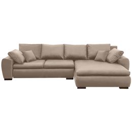 Ecksofa Home Affaire "Cara Mia L-Form, B: 325 cm - OTTO. Verl&auml;ssliche Qualit&auml;t.", braun (mittelbraun), B:325cm H:87cm T:183cm, Luxus-Microfaser Vintageoptik (100% Polyester);Microfaser Antiklederoptik (100% Polyester), Sofas, Ecksofa, mit 4 Zierkissen, optional Bettfunktion & Bettkasten