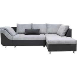 Ecksofa Collection AB "Sally L-Form", grau (anthrazit, grau), B:256cm H:87cm T:165cm, Microfaser PRIMABELLE (100% Polyester) / Struktur (80% Polyester, 20% Acryl);Struktur (80% Polyester, 20% Acryl);Kunstleder SOFTLUX / Struktur (80% Polyester, 20% Acryl);Microfaser PRIMABELLE (100% Polyester) / Cord (100% Polyester), Sofas, Ecksofa, mit und ohne Bettfunktion, inklusive loser R&uuml;cken- und Zierkisse