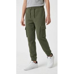 Sweathose name it "NKMOLLIE CARGO PANT BRU NOOS", Jungen, Gr. 158, N-Gr, gr&uuml;n (olive night), Sweatware, Obermaterial: 60% Baumwolle, 40% Polyester, unifarben, loose fit normal, Hosen Sweathose
