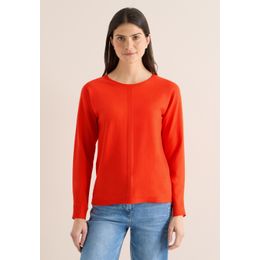 Strickpullover Cecil, Damen, Gr. L (42), cherry tomato orange, Stoff, 50% Viskose, 28% Polyester, 22% Nylon, unifarben, normal normal, Rundhals, Rippb&uuml;ndchen, Pullover Strickpullover, soft und weich