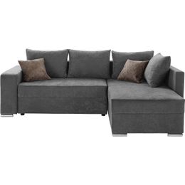 Ecksofa Collection AB "John L-Form", grau (anthrazit), B:226cm H:85cm T:160cm, Microfaser PRIMABELLE (100% Polyester);Zierkissen: 100% Polyester;Luxus-Microfaser 1 (100% Polyester);Luxus-Microfaser 2 (100% Polyester), Sofas, Ecksofa, inklusive Bettfunktion und Bettkasten
