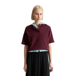 Marc O'Polo Damen Poloshirt "aus weichem Rib-Jersey"merlot rot, Gr. XXS, MARC O'POLO DENIM, unifarben, Obermaterial: 100% Baumwolle, Shirts