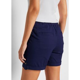 bonprix Damen Bermudas "Baumwoll-Bermuda mit Gummibund", blau, Gr. 48, unifarben, Web, Obermaterial: 98% Baumwolle, 2% Elasthan, Hosen, aus Baumwolle