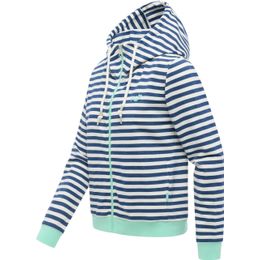 Ragwear Damen Sweatjacke "Parya Stripes", wei&szlig;, Gr. M, Material: 50% Baumwolle, 50% Elasthan, Sweatjacken, gestreifte Damen Zipp-Jacke mit s&uuml;&szlig;er