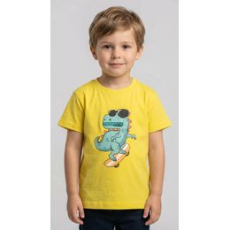 T-Shirt Blue Seven, Jungen, Gr. 110, sonne, Single Jersey, Obermaterial: 100% Baumwolle, bedruckt, unifarben, Basic normal, Rundhals, Shirts T-Shirt, mit kleiner Rei&szlig;verschlusstasche mit tollem Effekt