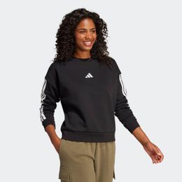 Damen Sweatshirt "W 3S FL SWT", schwarz-wei&szlig;, Gr. XS, adidas Sportswear, Obermaterial: 55% Baumwolle, 36% Polyester, 9% Viskose, Sweatshirts
