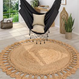 Teppich Paco Home "Viborg 597", beige (natur), H:13mm &Oslash;:100cm, Jute, Teppiche, Teppich, handgefertigter Natur-Teppich, Jute, Modern, Boho, Ethno