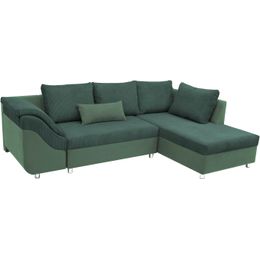 Ecksofa Collection AB "Sally L-Form", gr&uuml;n, B:256cm H:87cm T:165cm, Microfaser PRIMABELLE (100% Polyester) / Struktur (80% Polyester, 20% Acryl);Struktur (80% Polyester, 20% Acryl);Kunstleder SOFTLUX / Struktur (80% Polyester, 20% Acryl);Microfaser PRIMABELLE (100% Polyester) / Cord (100% Polyester), Sofas, Ecksofa, mit und ohne Bettfunktion, inklusive loser R&uuml;cken- und Zierkissen
