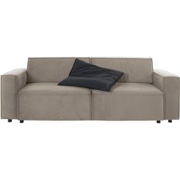 Schlafsofa Home Affaire "Marva", grau (taupe, beige), B:245cm H:90cm T:102cm, 100% Polyester, Sofas, Schlafsofa, incl. Bettfunktion und Bettkasten, Federkern