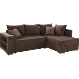 Ecksofa Collection AB "John L-Form", braun, B:226cm H:85cm T:160cm, Microfaser PRIMABELLE (100% Polyester);Zierkissen: 100% Polyester;Luxus-Microfaser 1 (100% Polyester);Luxus-Microfaser 2 (100% Polyester), Sofas, Ecksofa, inklusive Bettfunktion und Bettkasten