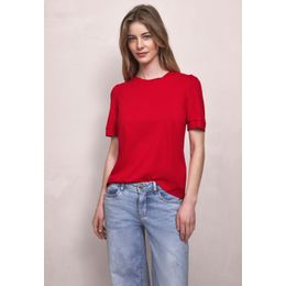 Damen V-Shirt, rot, Gr. 46, STREET ONE STUDIO, unifarben, Web, 50% Modal, 50% Baumwolle, Shirts, Rundhalsausschnitt