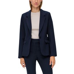 Damen Kurzblazer, blau, Gr. 38, s.Oliver BLACK LABEL, unifarben, Web, Obermaterial: 47% Polyester, 47% Viskose, 6% Elasthan, Blazer, mit Stretch und